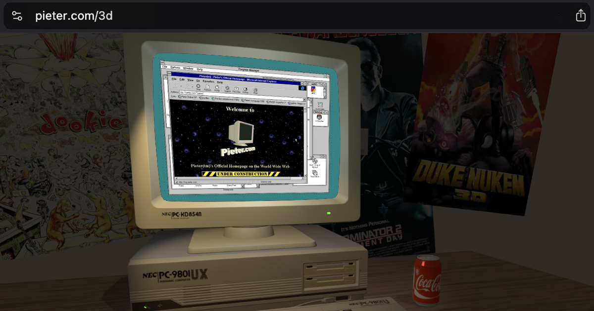 Pieter™ 3D - Windows 3.11 emulator with dial-up internet